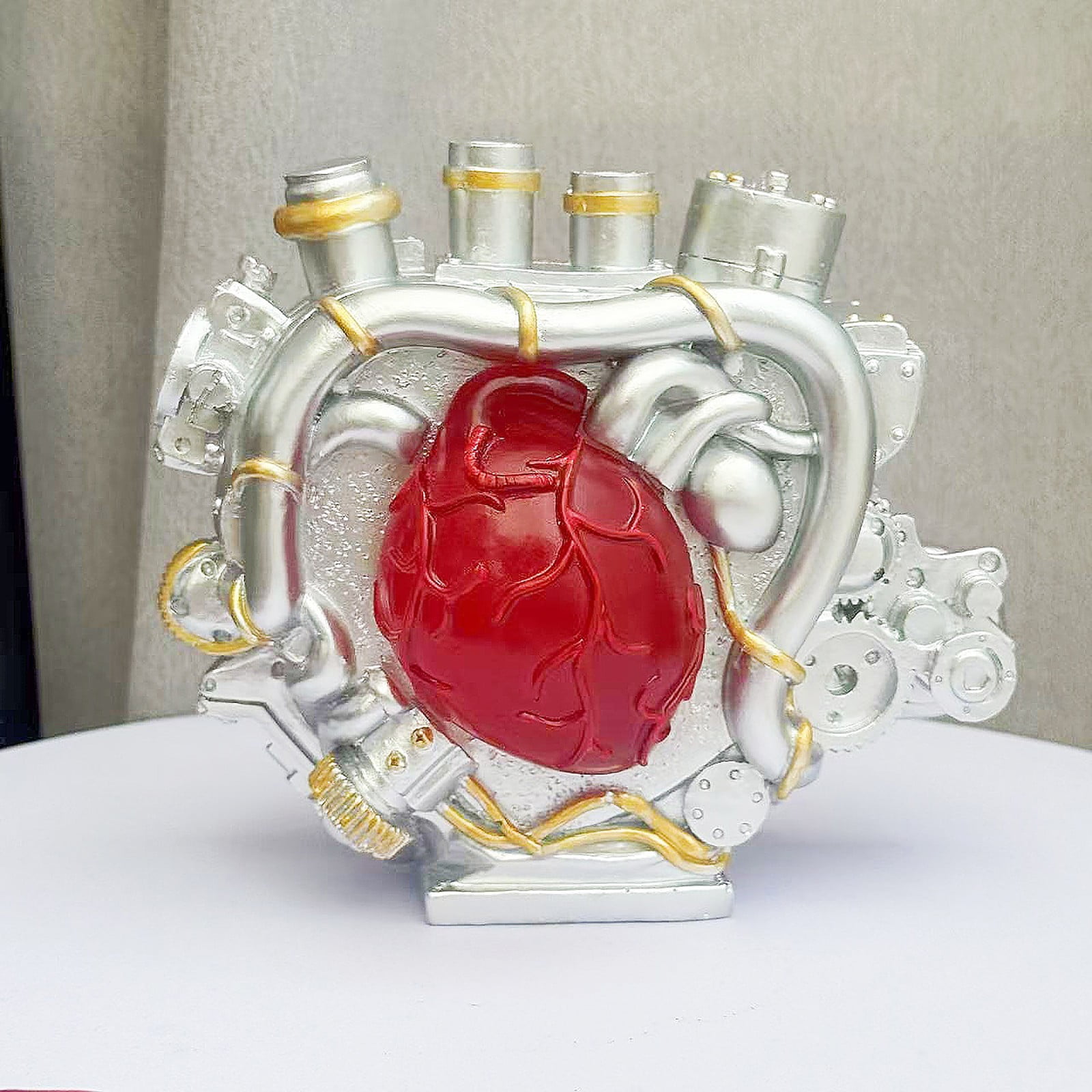 Heart Engine Resin Decor – Mechanical Style Heart-Shaped Engine Sculpture For Desktop & Home ...