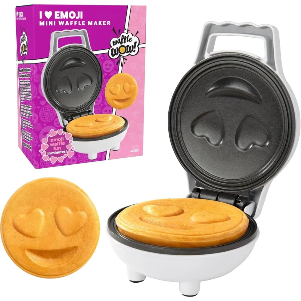 Heart Eye Emoticon Mini Waffle and Pancake Maker - 4 Inch Electric Non ...