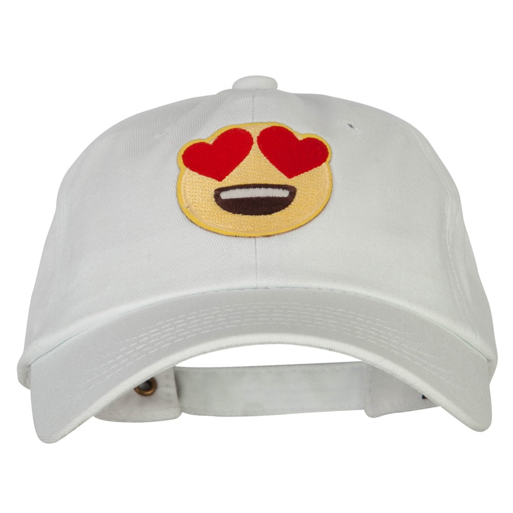 Heart Eyes Icon Patched Unstructured Washed Cap - White OSFM - Walmart.com