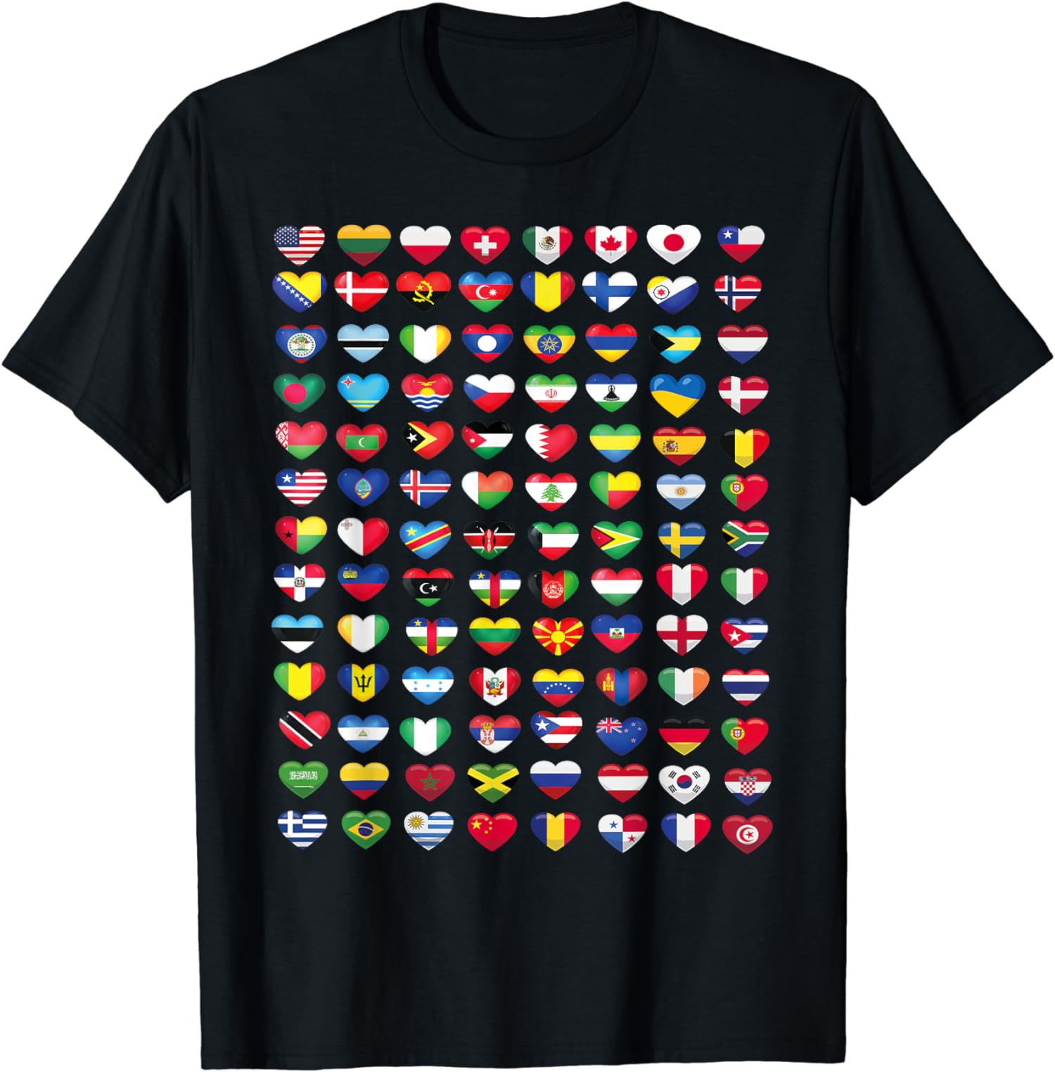 Heart Flags of the Countries Of The World Flag International T-Shirt ...