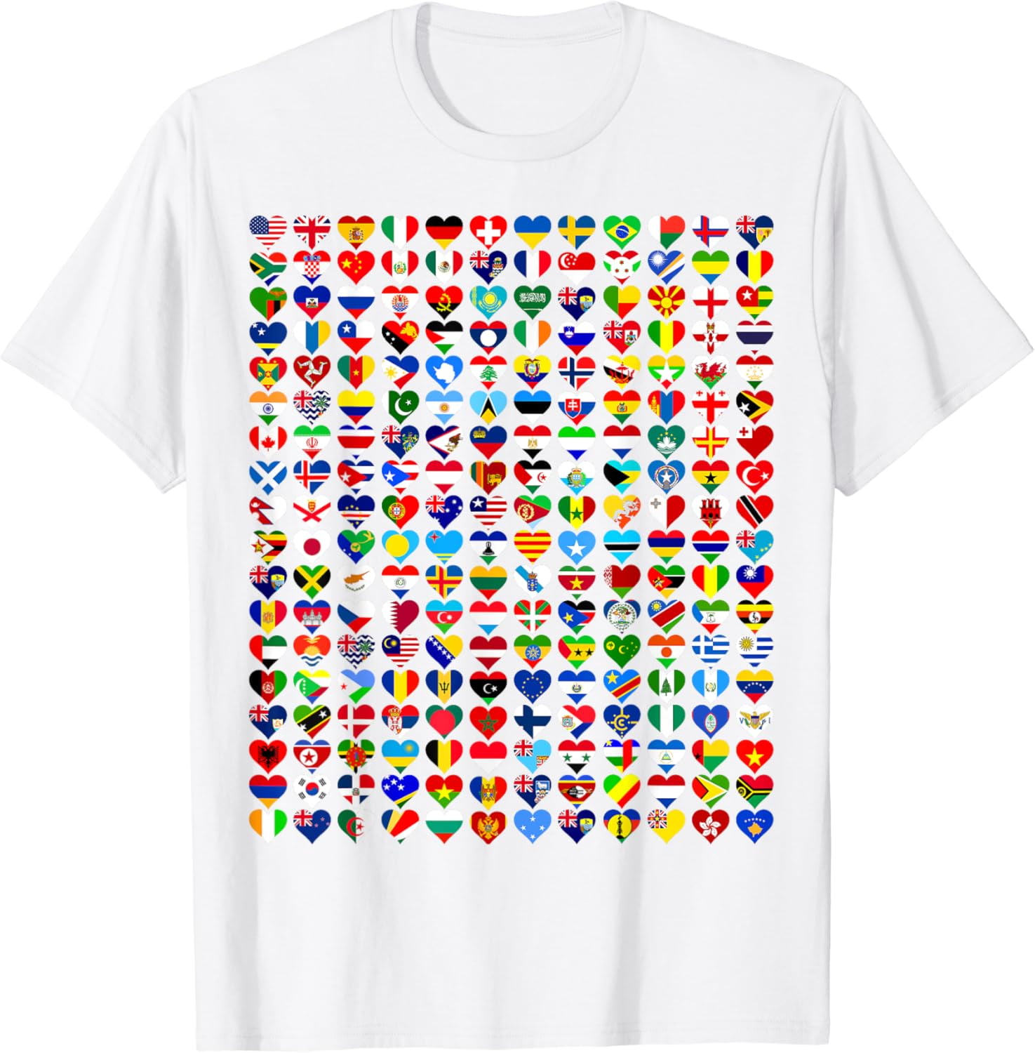 Heart Flags of the Countries of the World Flags Unity Day T-Shirt100% cotton - Walmart.com