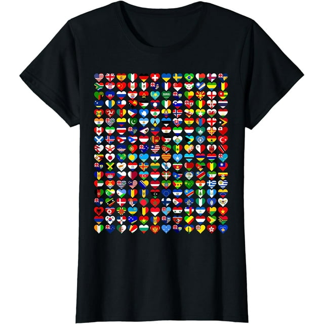 Heart Flags of the Countries of the World Flags Unity Day T-Shirt ...