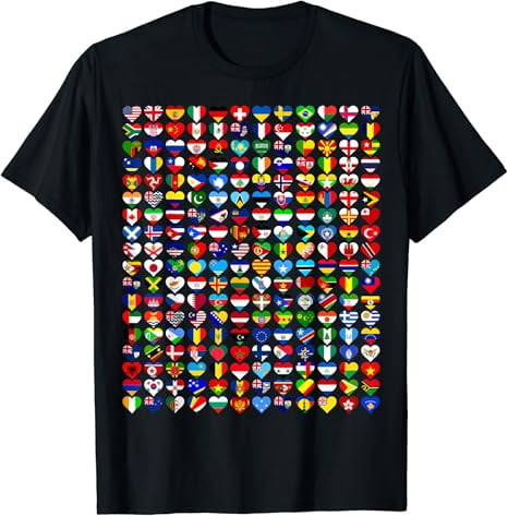 Heart Flags of the Countries of the World Flags Unity Day T-Shirt ...
