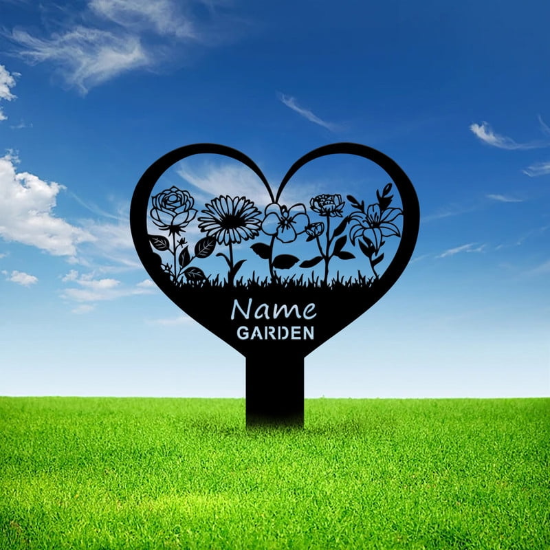 Heart Flower Memorial Remembrance Plaque Garden Statue Stake Cemetery ...