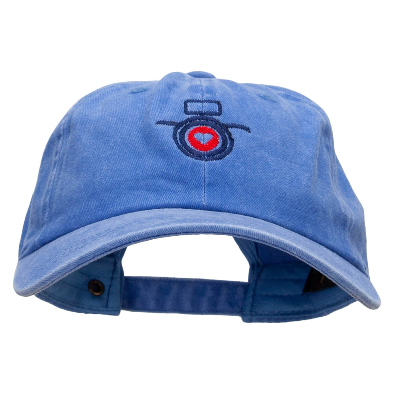 Heart Focus Embroidered Unstructured Pigment Dyed Cotton Cap - Blue ...