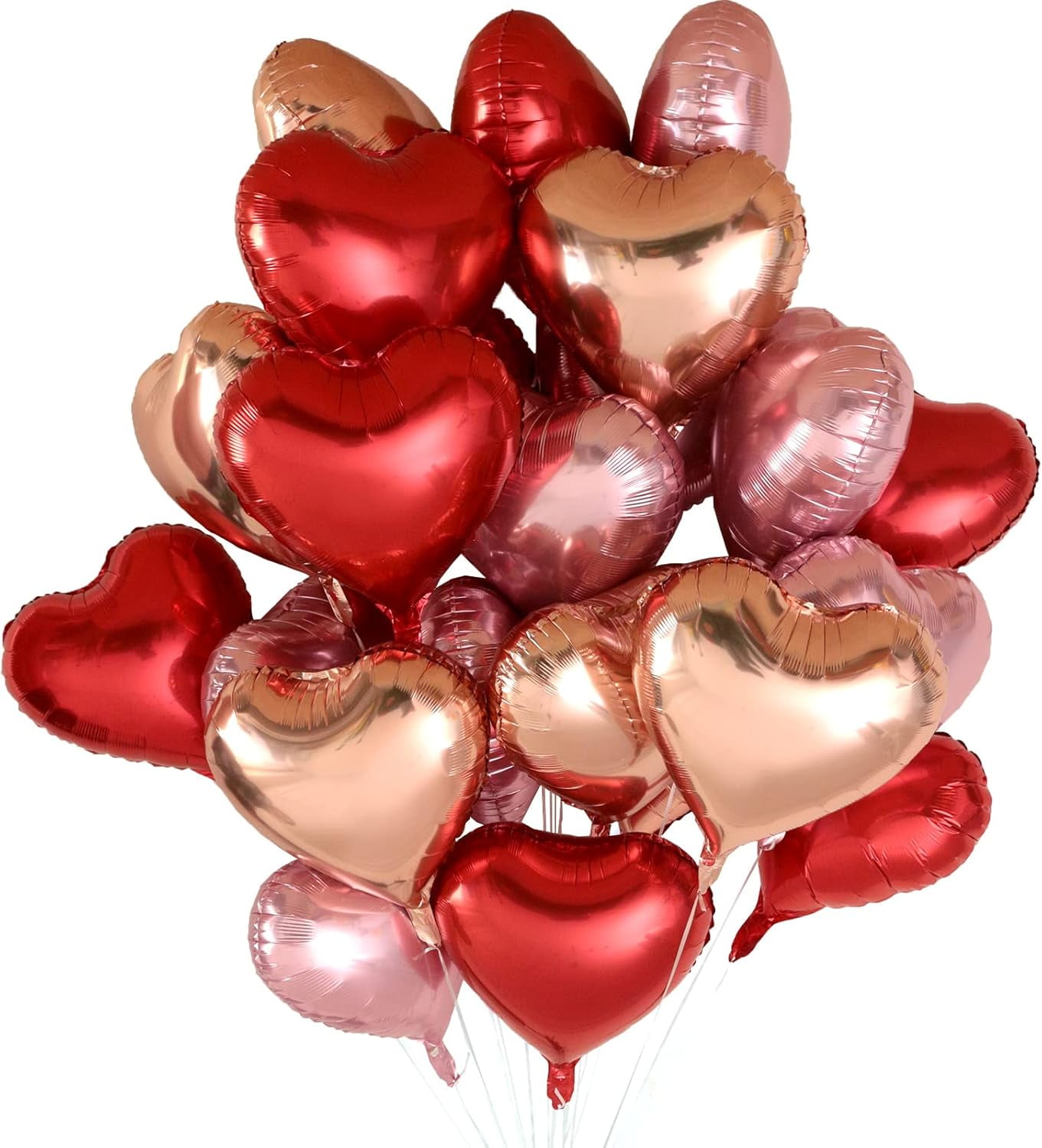 Heart Foil Balloons Love Red Pink Gold Rose Mylar Balloon for Valentine ...