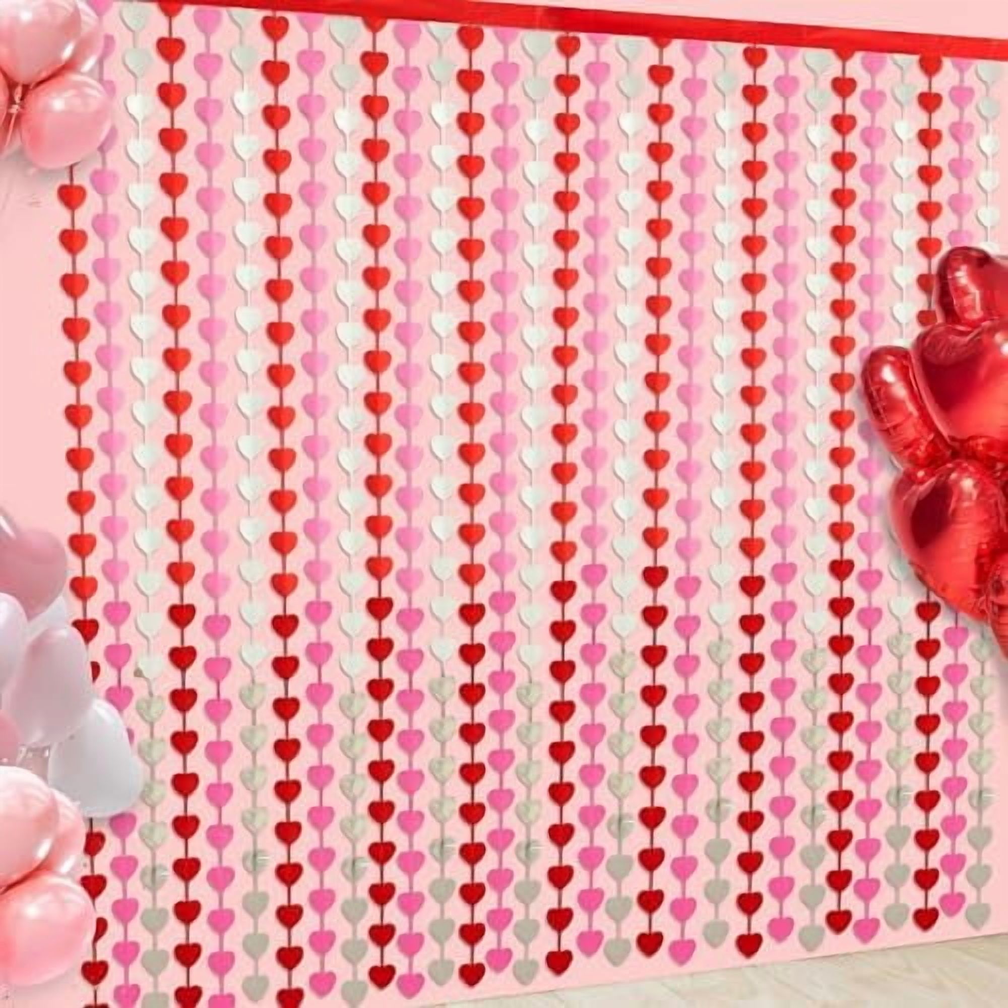 Heart Foil Fringe Curtains 3.3 X 6.6 ft Valentine Tinsel Foil Heart ...