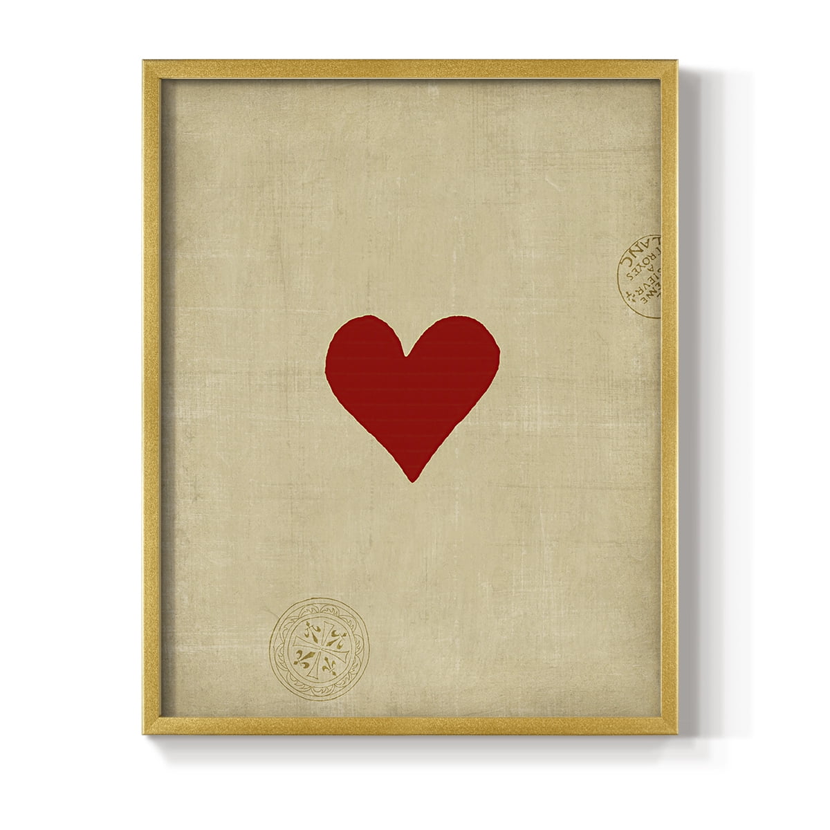 Heart Framed Print in Gold Solid Wood Framed Print No Nail Hanging ...