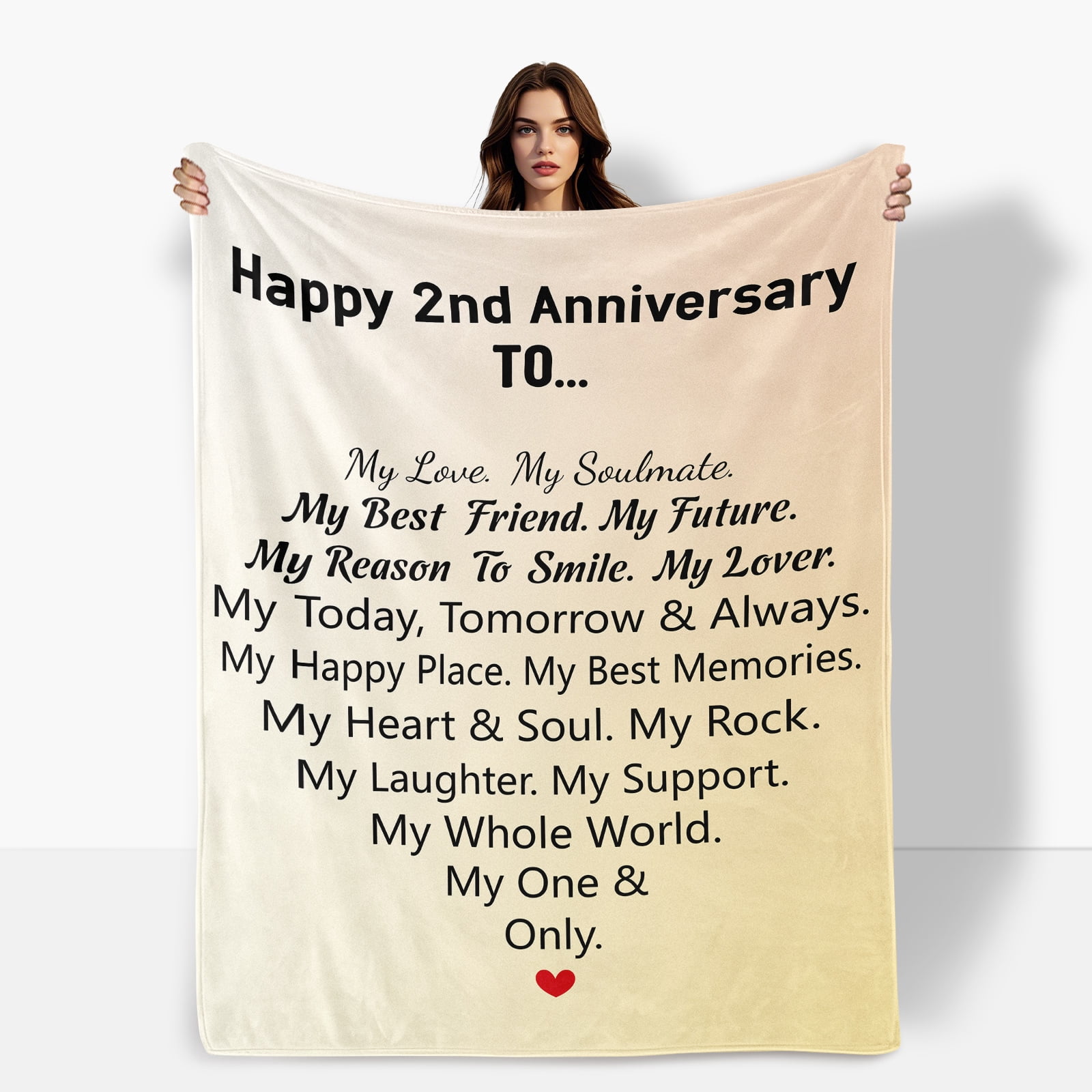 Heart Friendship Light Yellow Fleece Blanket For Friends Anniversary ...