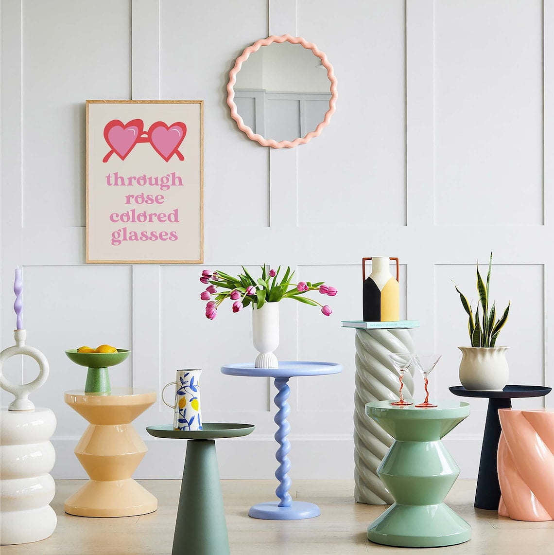 Heart Glasses Poster Cute Rose Colored Retro Valentine S Wall Art ...