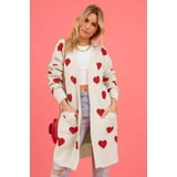 Heart Graphic Open Front Cardigan with Pockets - Walmart.com