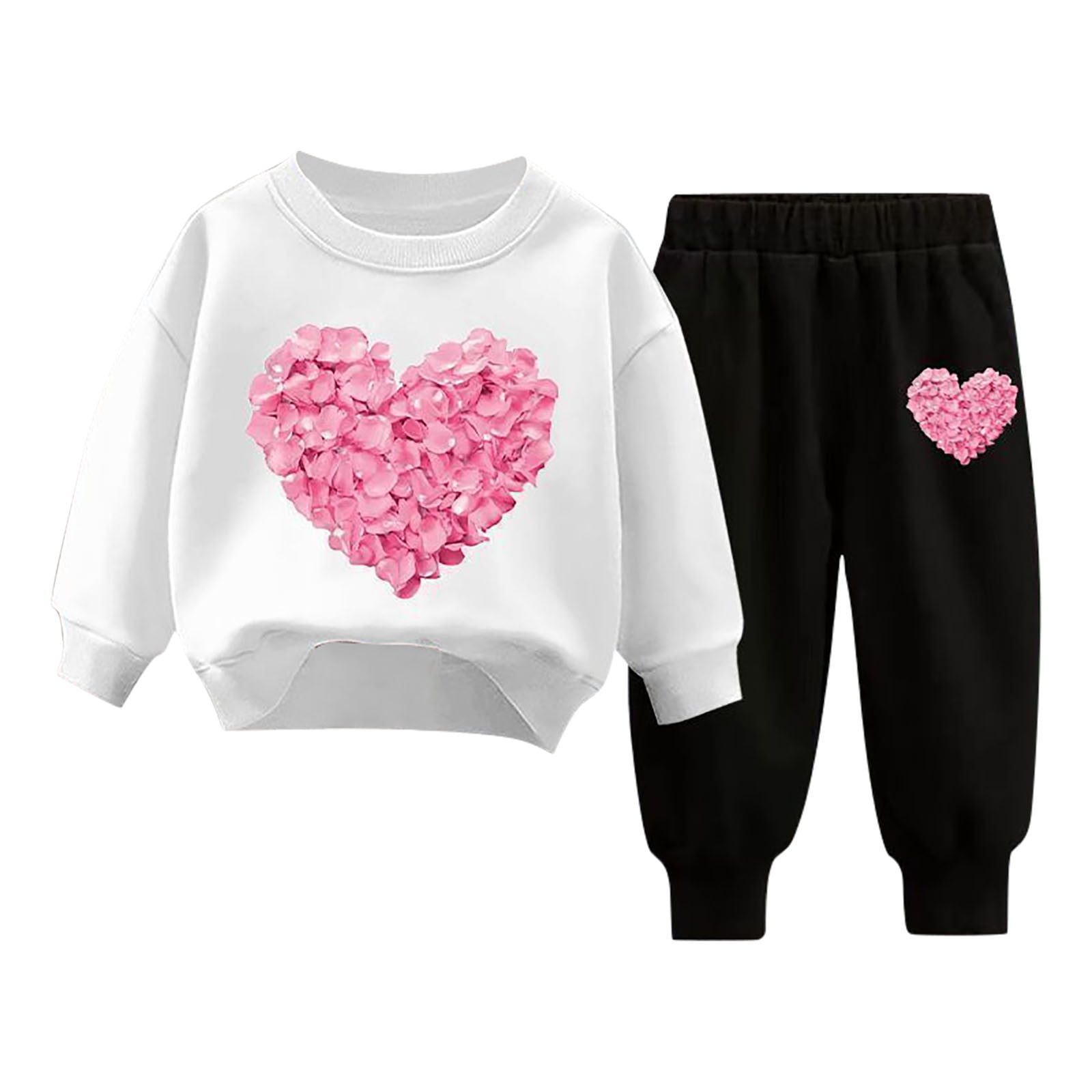 Heart Graphic Sweatsuits Toddler Girls Tracksuit 3t Two Piece Fall ...