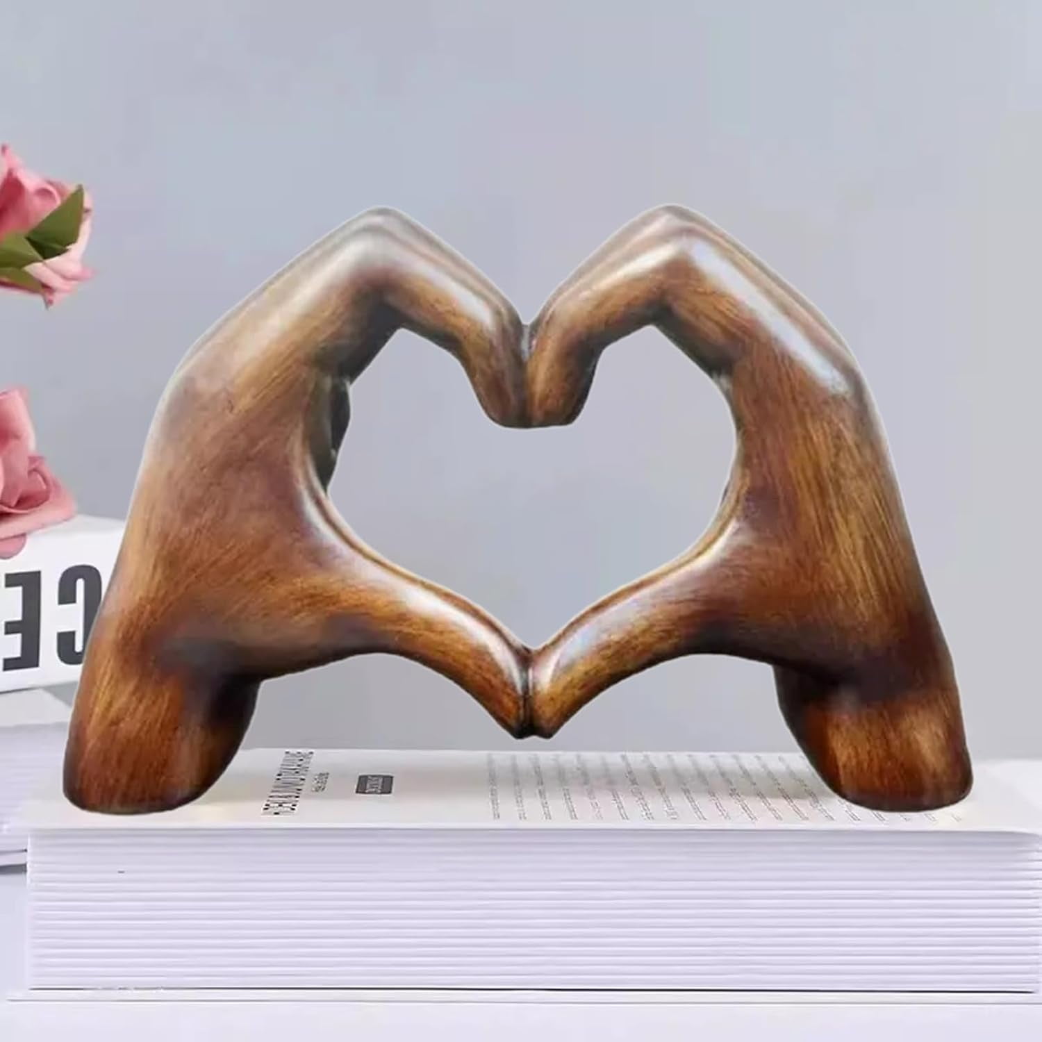 Heart Hands Brown Decor, Love Hand Statue, Heart Shape Finger Statues ...