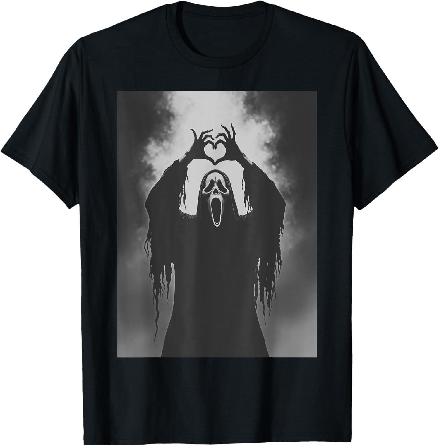 Heart Hands Scary Face Horror Poster Halloween T-Shirt,Black Color,Size ...