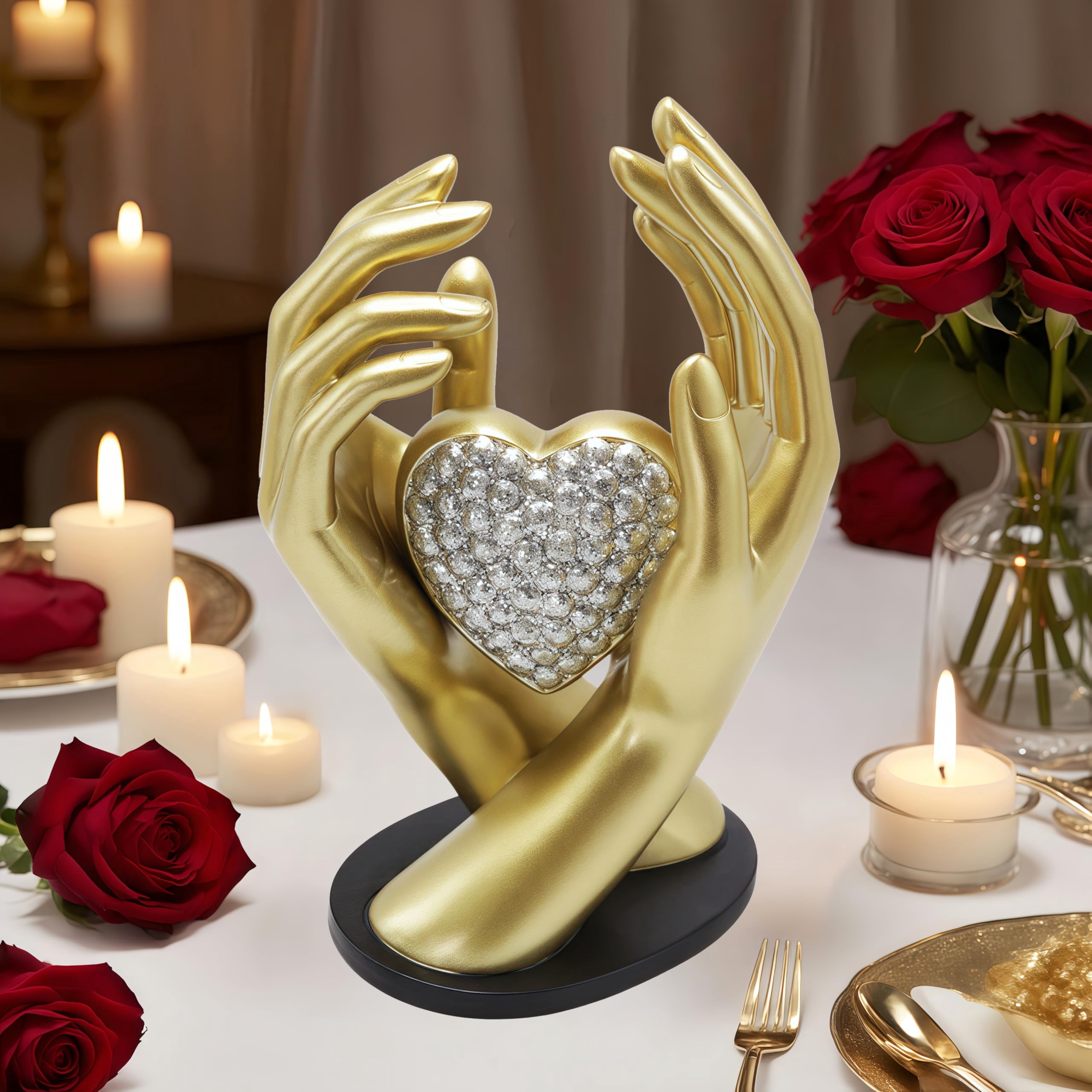 Heart Hands Sculpture Silver Resin Figurine Home Decor Gift - Walmart.com