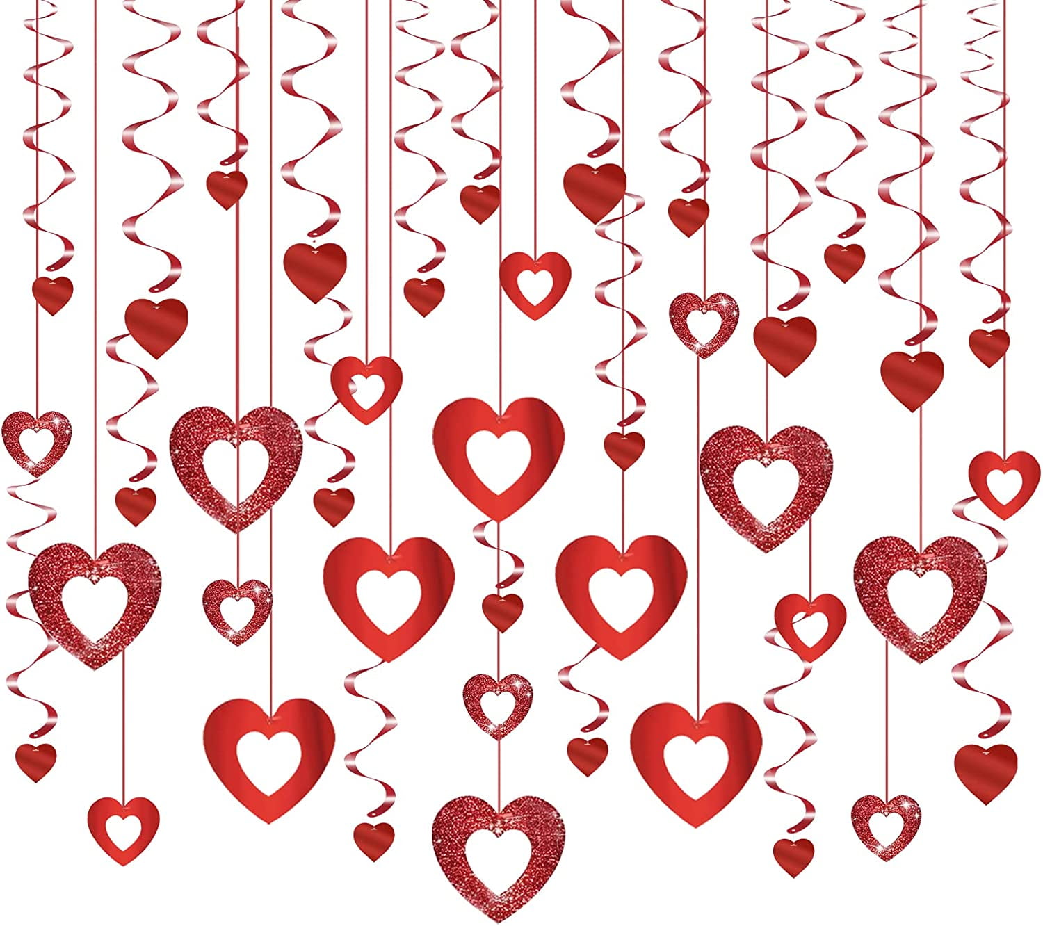 Heart Hanging Decoration, 38pcs Valentine's Day Decors Includes 20pcs ...
