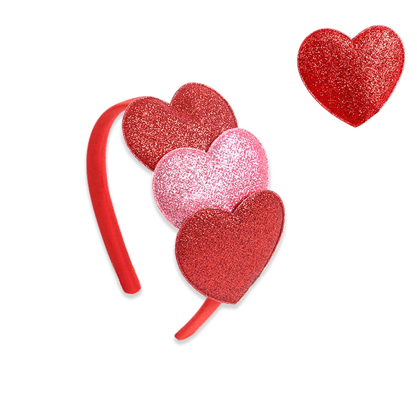 Heart Headband Glitter Valentines Hair Bands Red Pink Hearts Hair ...