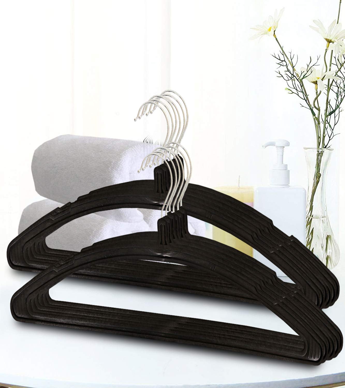 Heart Home 12 Piece Plastic Hanger Set for Wardrobe Black HEART7082 ...