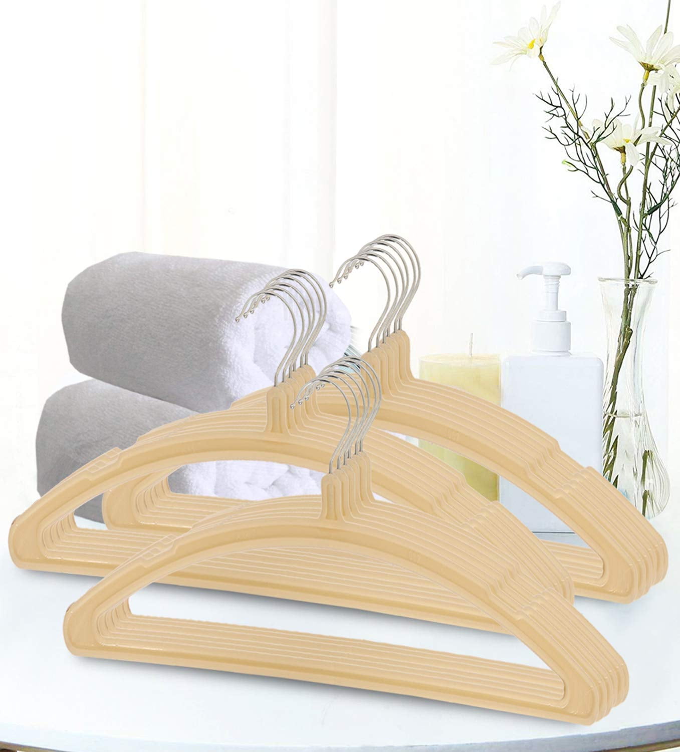 Heart Home 18 Piece Plastic Hanger Set for Wardrobe Cream HEART7087 ...