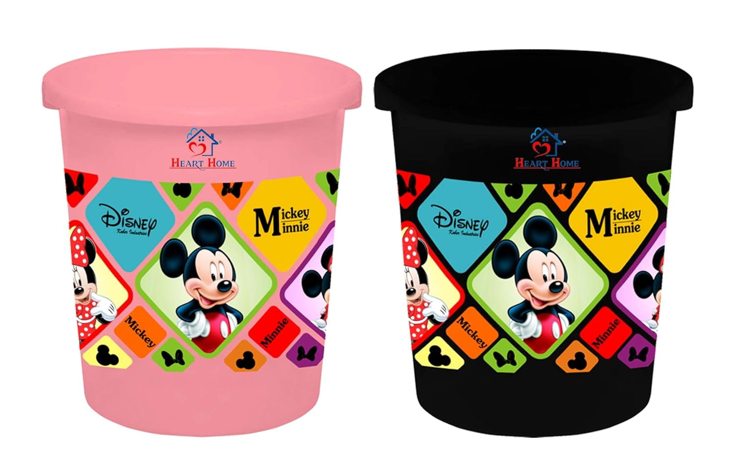 Heart Home Disney Mickey Minnie Print Plastic 2 Pieces Garbage Waste ...