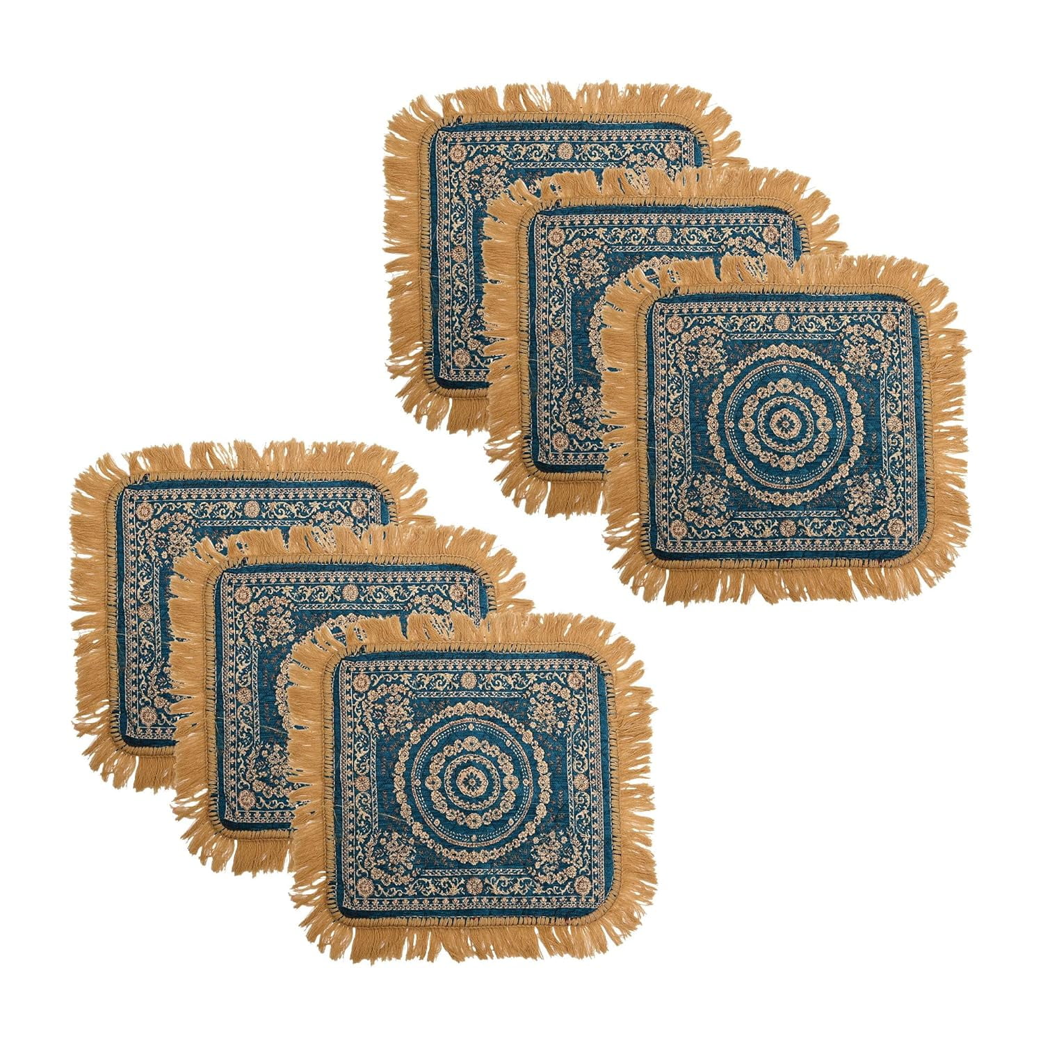 Heart Home Pack of 6 Velvet Finish pooja mat for sitting on floor ...