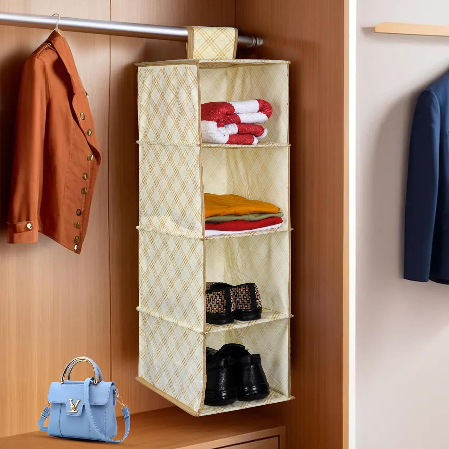 Heart Home Shoe Rack 4 Shelf Foldable Storage Rack Clothes Hanging ...