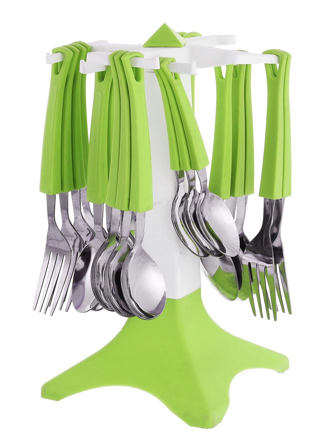 Heart Home Swastic Cutlery Set 24 pcs with Stand Stainless Steel and ...