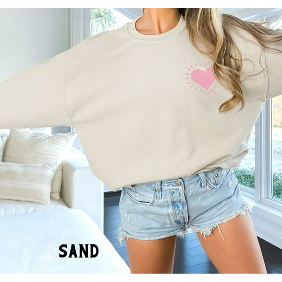 Heart Hoodie, Pocket Heart Sweatshirt, Hand Drawn Heart Crewneck, Cute ...