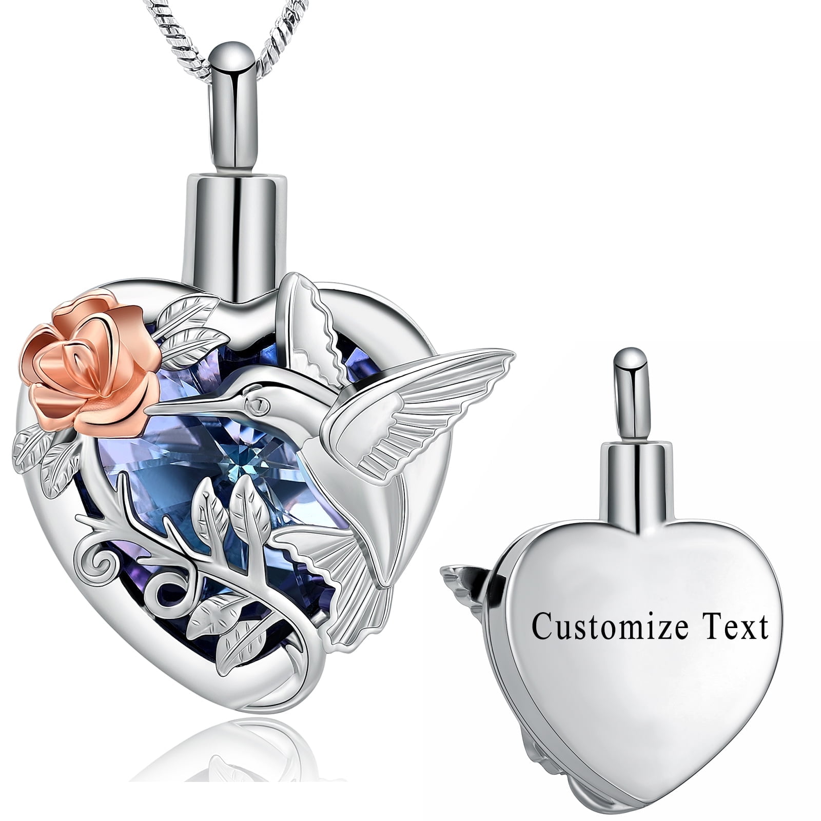 Heart Hummingbird Cremation Jewelry for Ashes Urn Necklace Lockets for ...