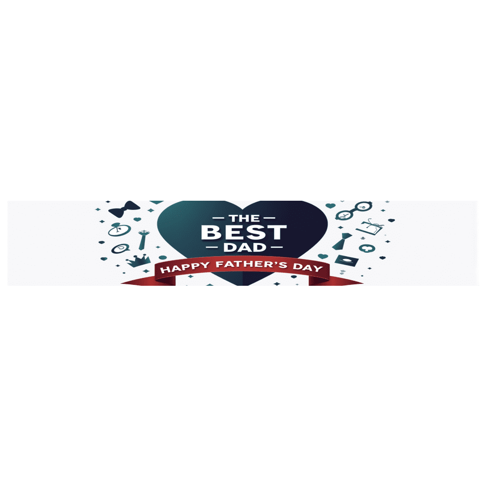 Heart Illustration The Best Dad Blue Icons Banner Happy Father's Day ...