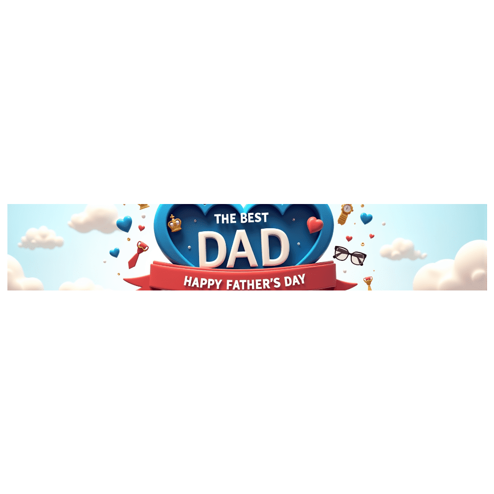Heart Illustration The Best Dad Blue Icons Banner Happy Father's Day ...