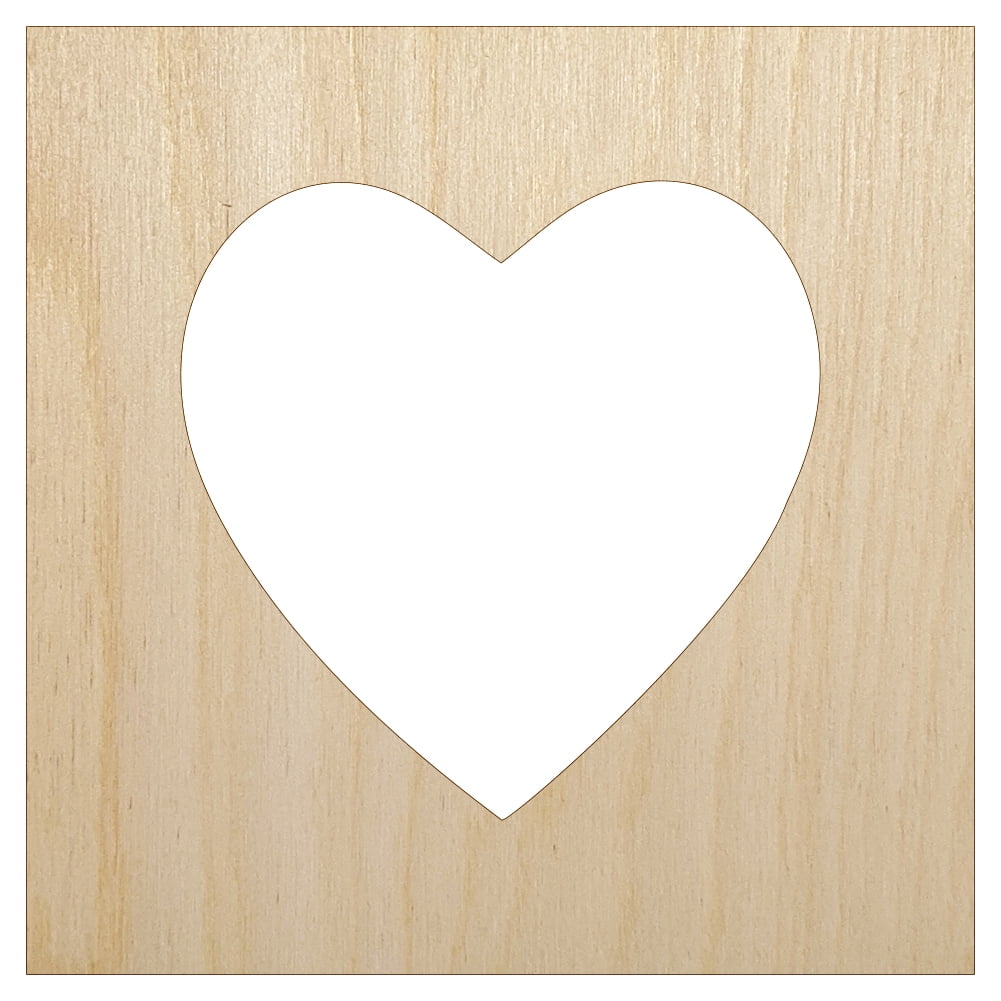 Heart In Square Box Frame Wood Shape Unfinished Piece Cutout Craft DIY ...