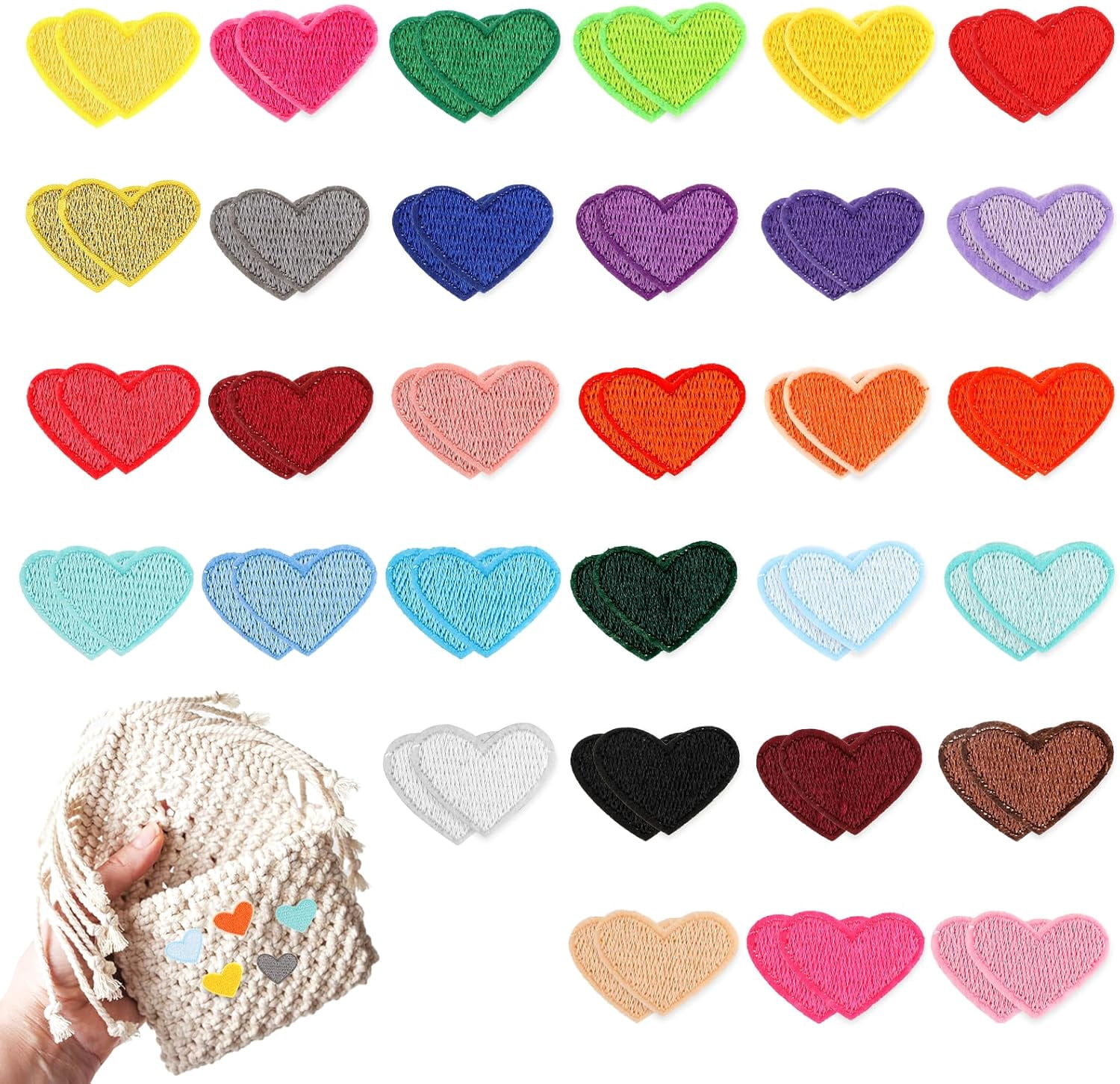Heart Iron On Patches, Mini Embroidery Applique Patches for Clothes ...