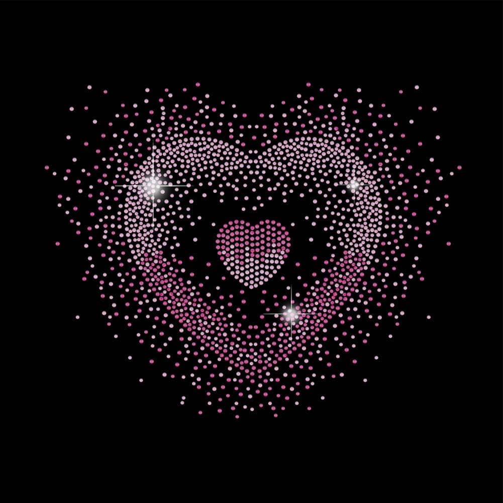 Heart Iron on Rhinestone Transfer Gradient Heart Bling Rhinestone T ...