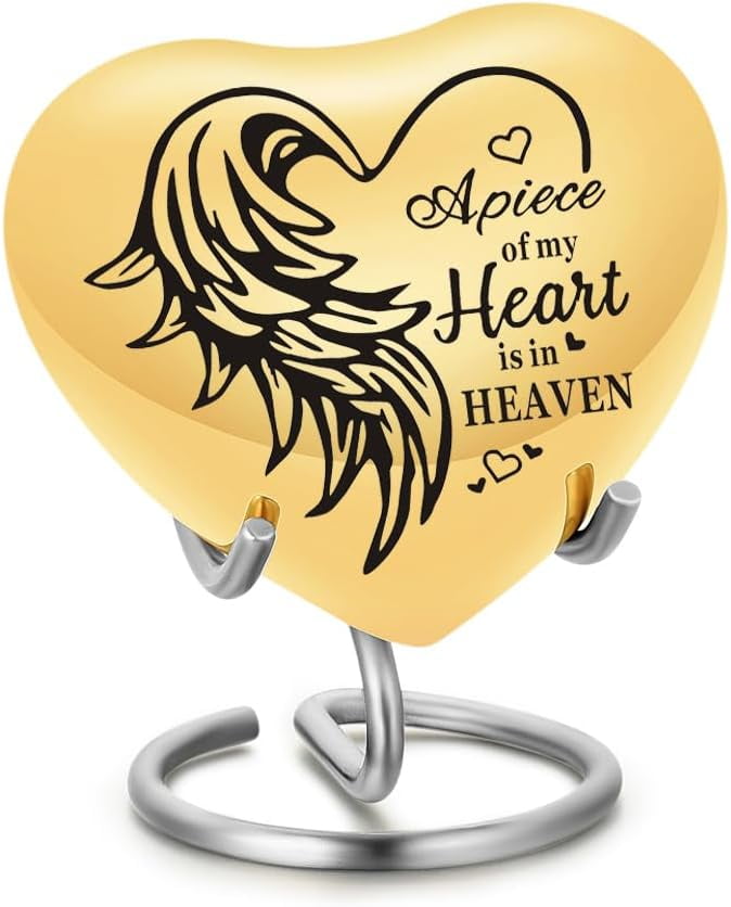 Heart Keepsake Urn - Mini Heart Cremation Urn with Stand & Premium Box ...