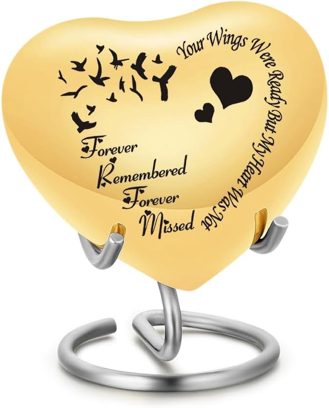 Heart Keepsake Urn - Mini Heart Cremation Urn with Stand & Premium Box ...