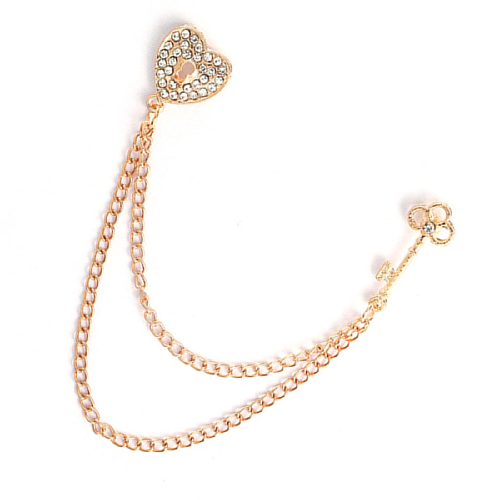 Heart Key Charm Brooch Necklace Metal Jewelry Easy Matching Brooch ...