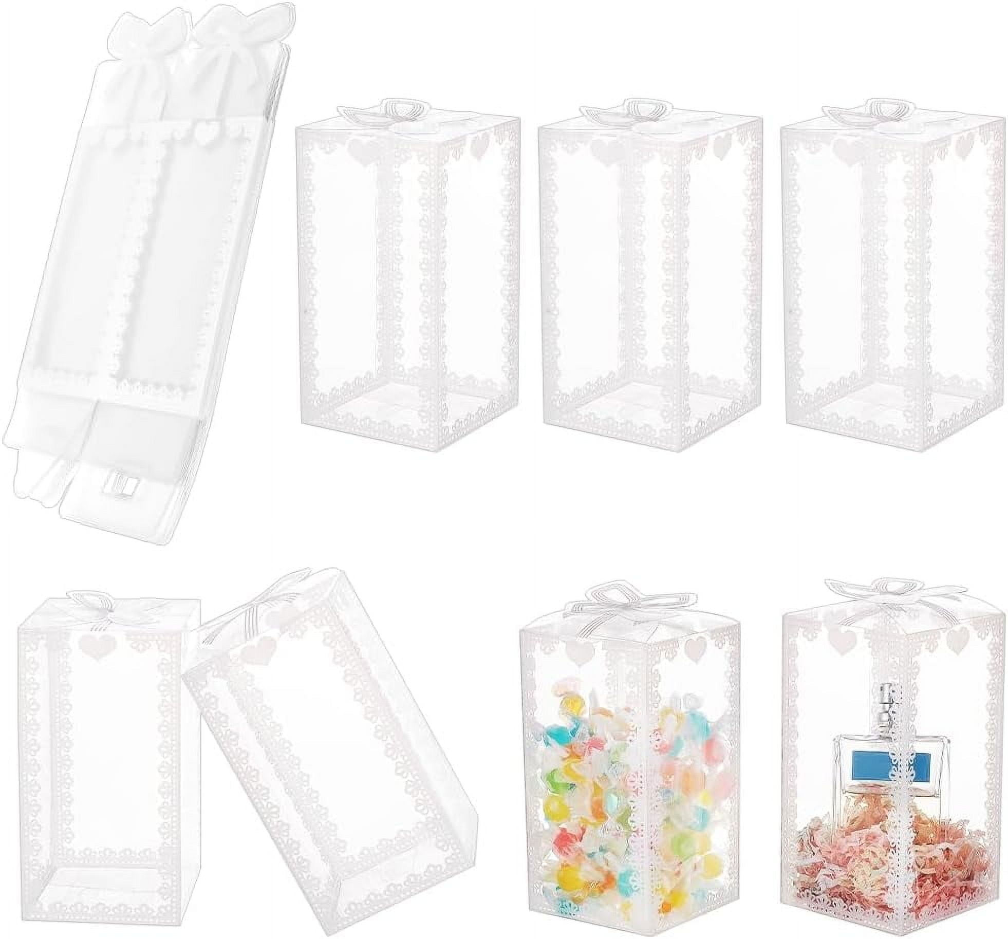 Heart Lace Candy Boxes - 2Pcs 2.75" Clear Plastic Favor Boxes with ...