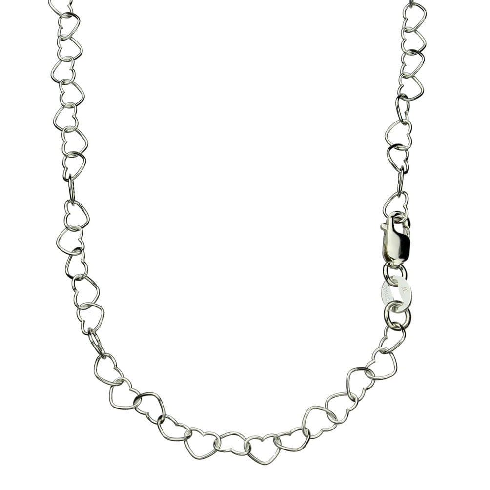 Heart Link Sterling Silver Nickel Free Chain Necklace Italy Adjustable ...
