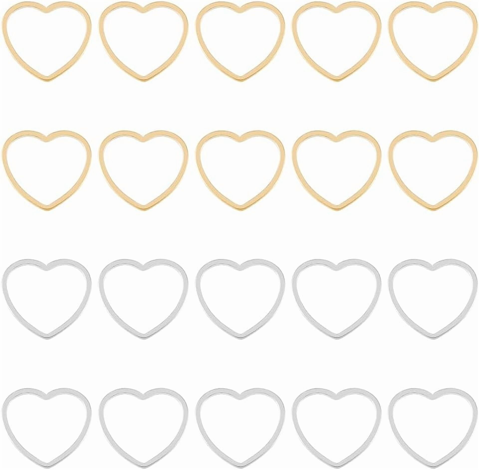 Heart Linking Rings Hollow Heart Connector Findings Gold Plated Open ...