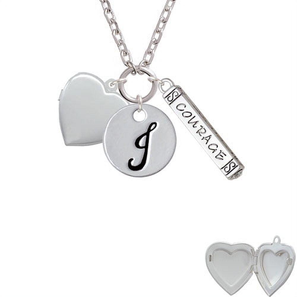 Heart Locket - J - Script Initial Disc Courage Strength Wisdom Zoe ...