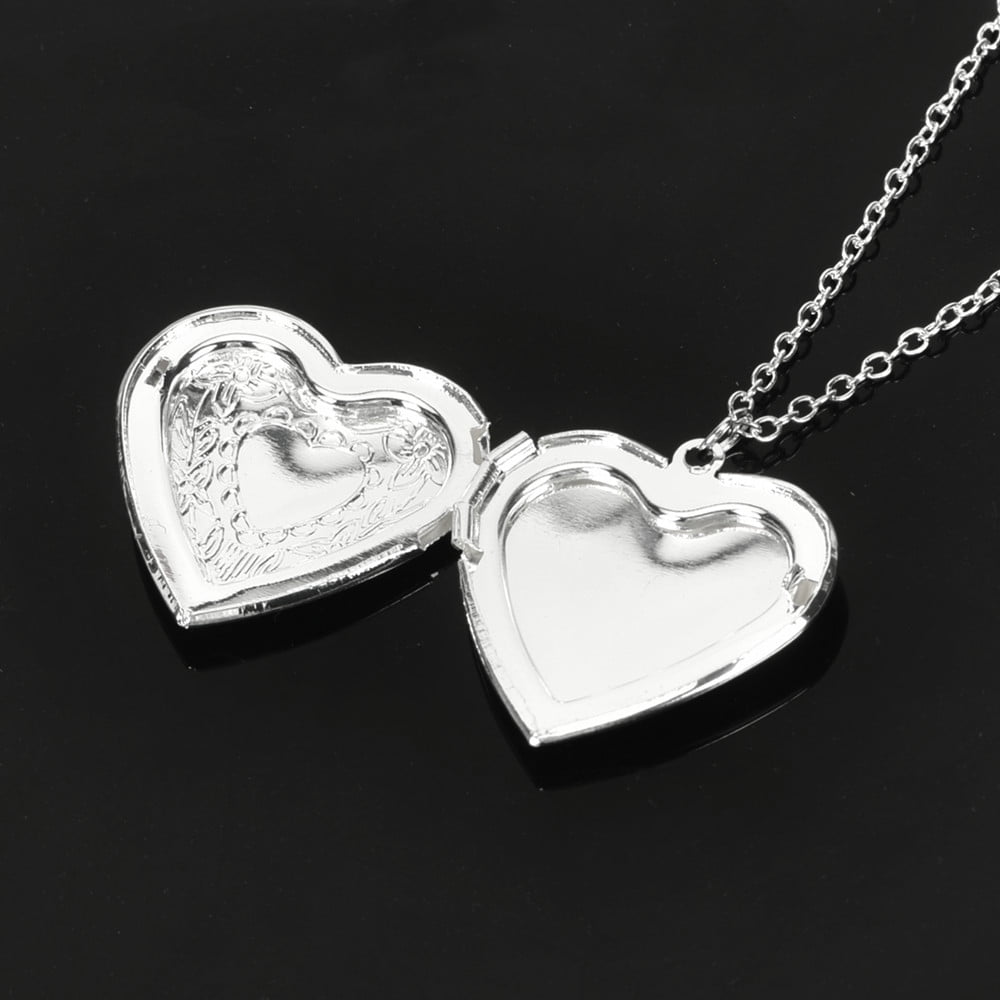 Heart Locket Necklace that Holds Pictures Silver Heart Shaped Locket ...