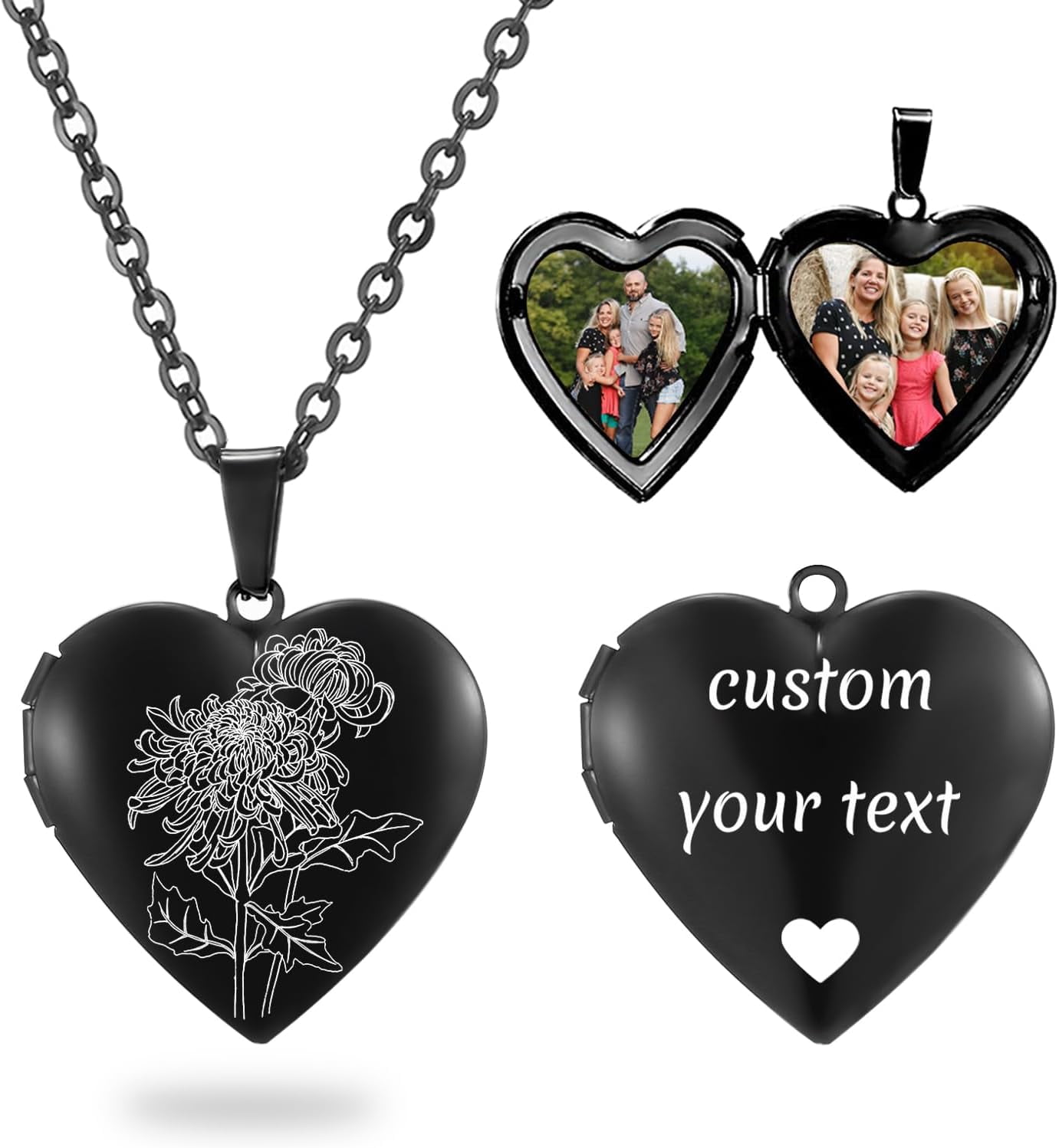 Heart Locket Necklace That Holds Pictures Silver Locket Necklace Custom ...