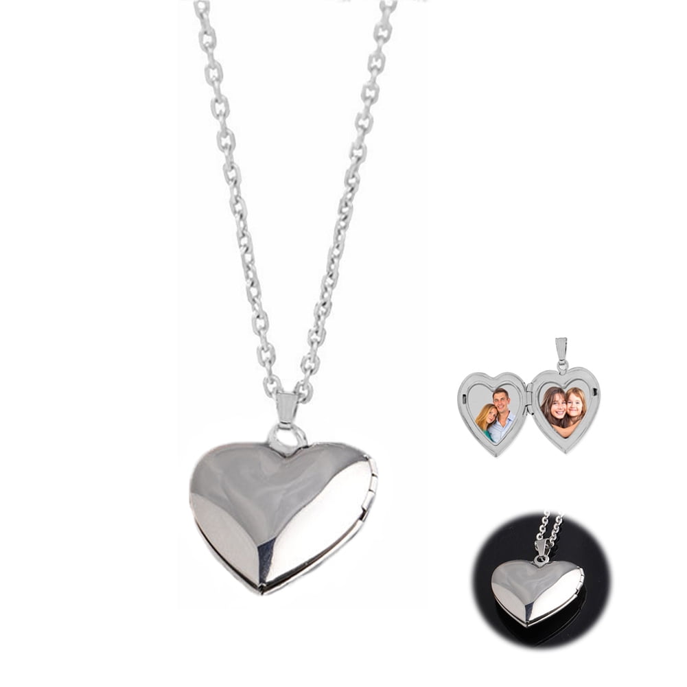 Heart Locket Necklace for Women Men Silver Locket NecklaceS That Holds ...