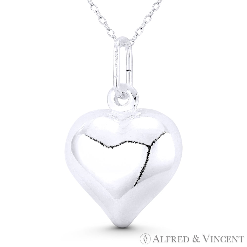 Heart Love Charm Reversible 3D 34x22mm (1.3x0.9in) Pendant in .925 ...