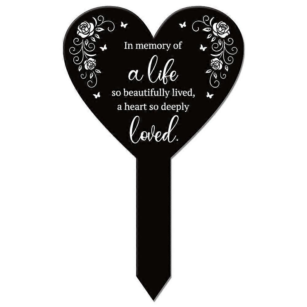 Heart Love Garden Stake Memorial Remembrance Plaque Stake for Cemetery ...