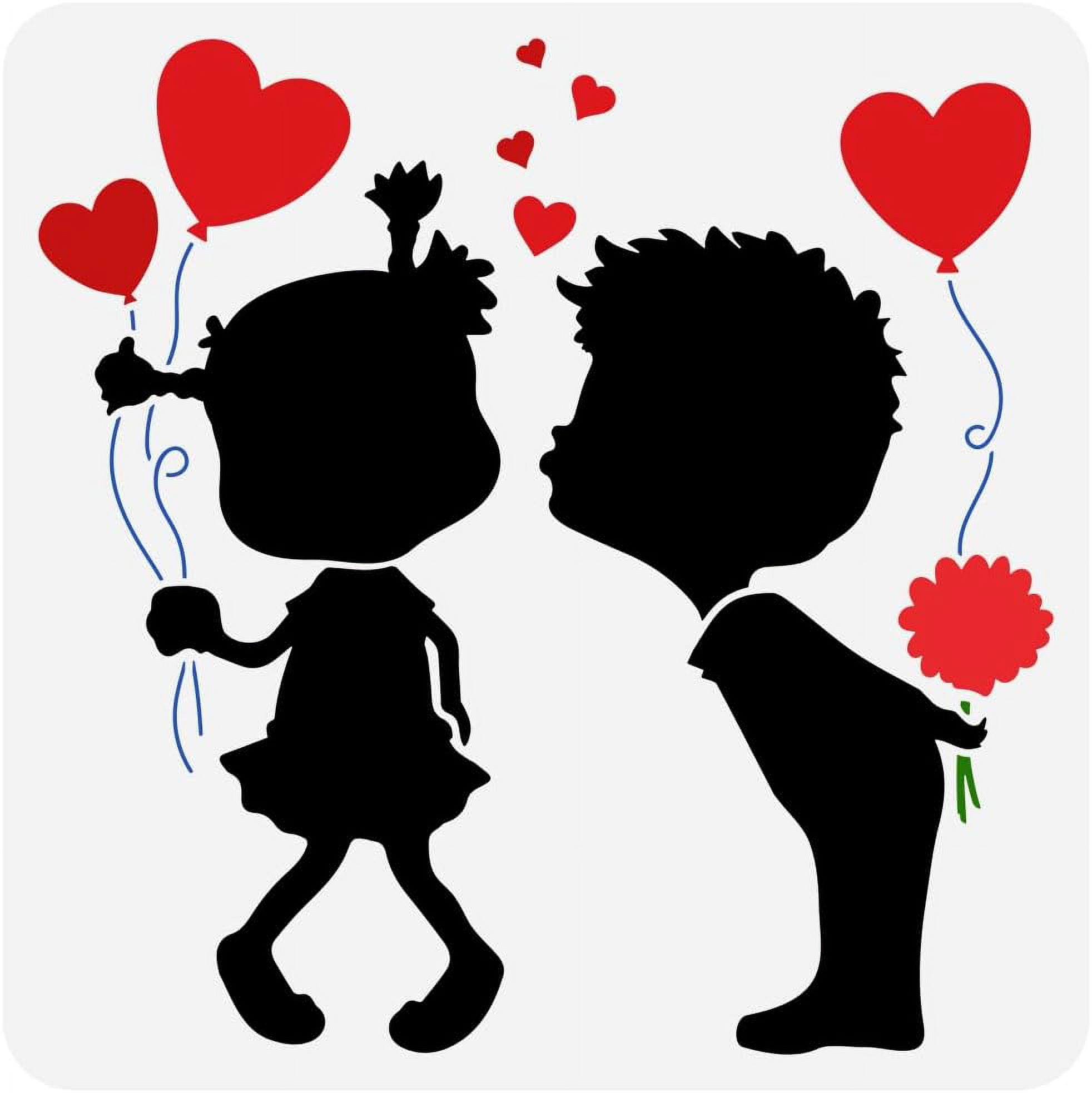 Heart Love Painting Stencil 11.8x11.8inch Young Love Stencil Plastic ...