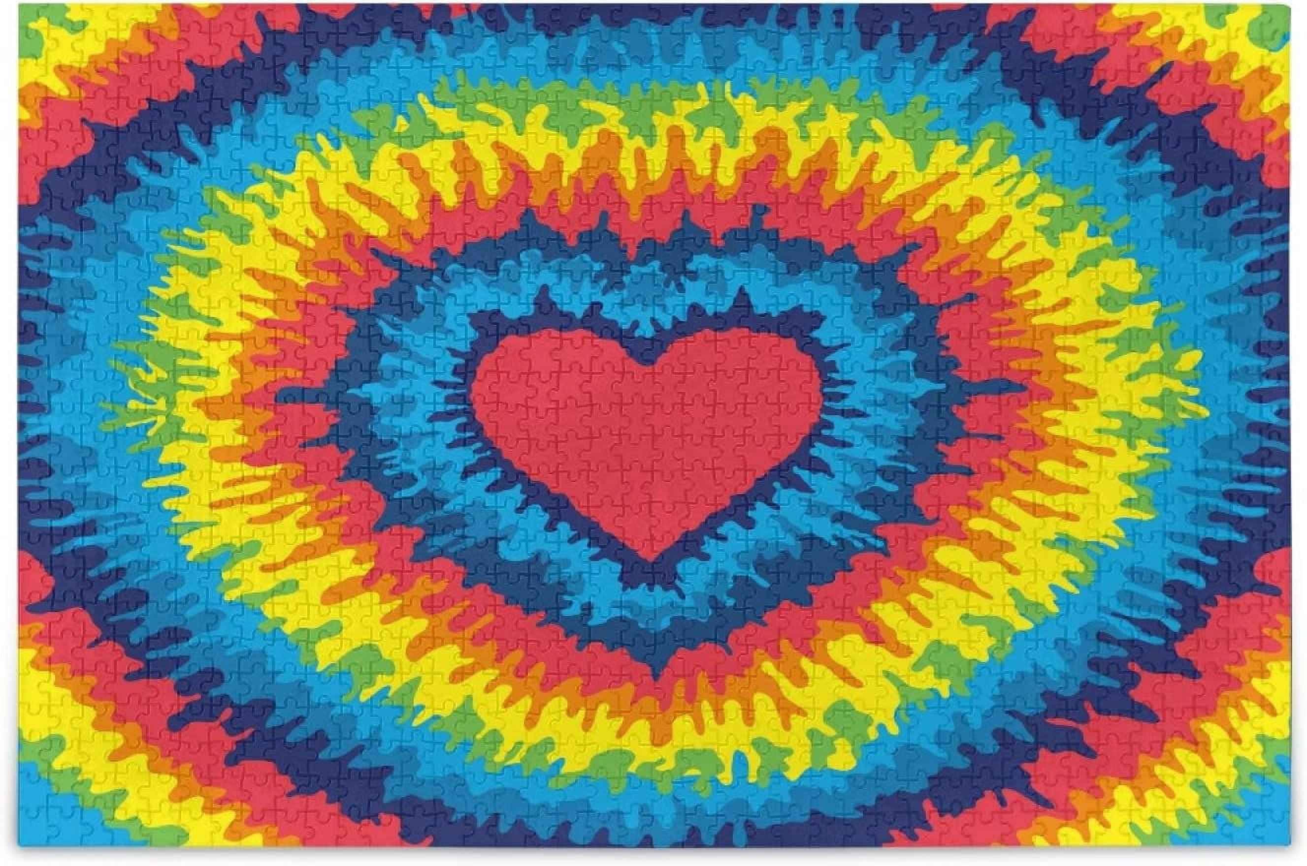 Heart Love Rainbow Tie Dye Puzzle for Adults 500 Piece Puzzles Game DIY ...