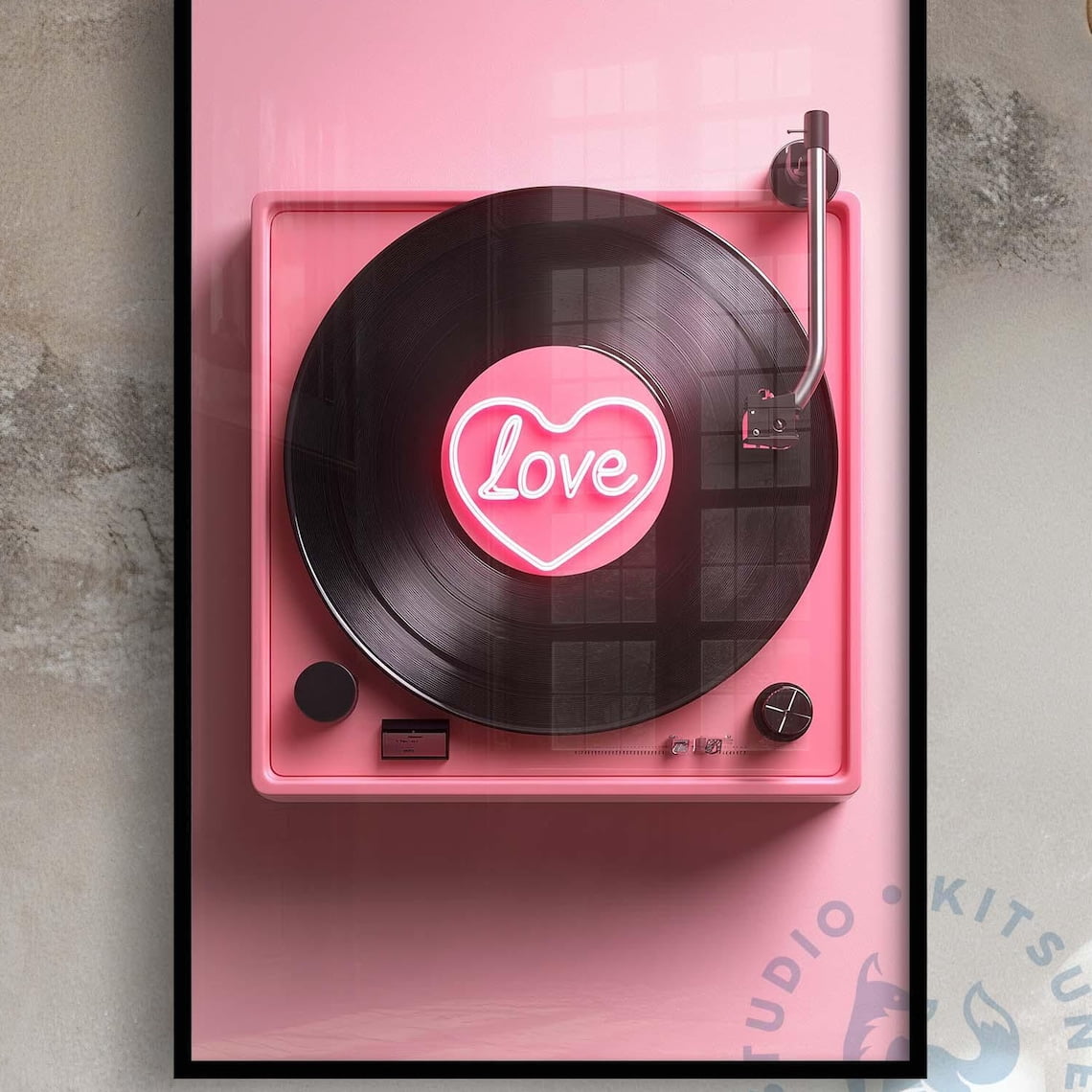 Heart Love Vinyl Art Print, Pink Vinyl, Music Inspired Art, Vinyl ...