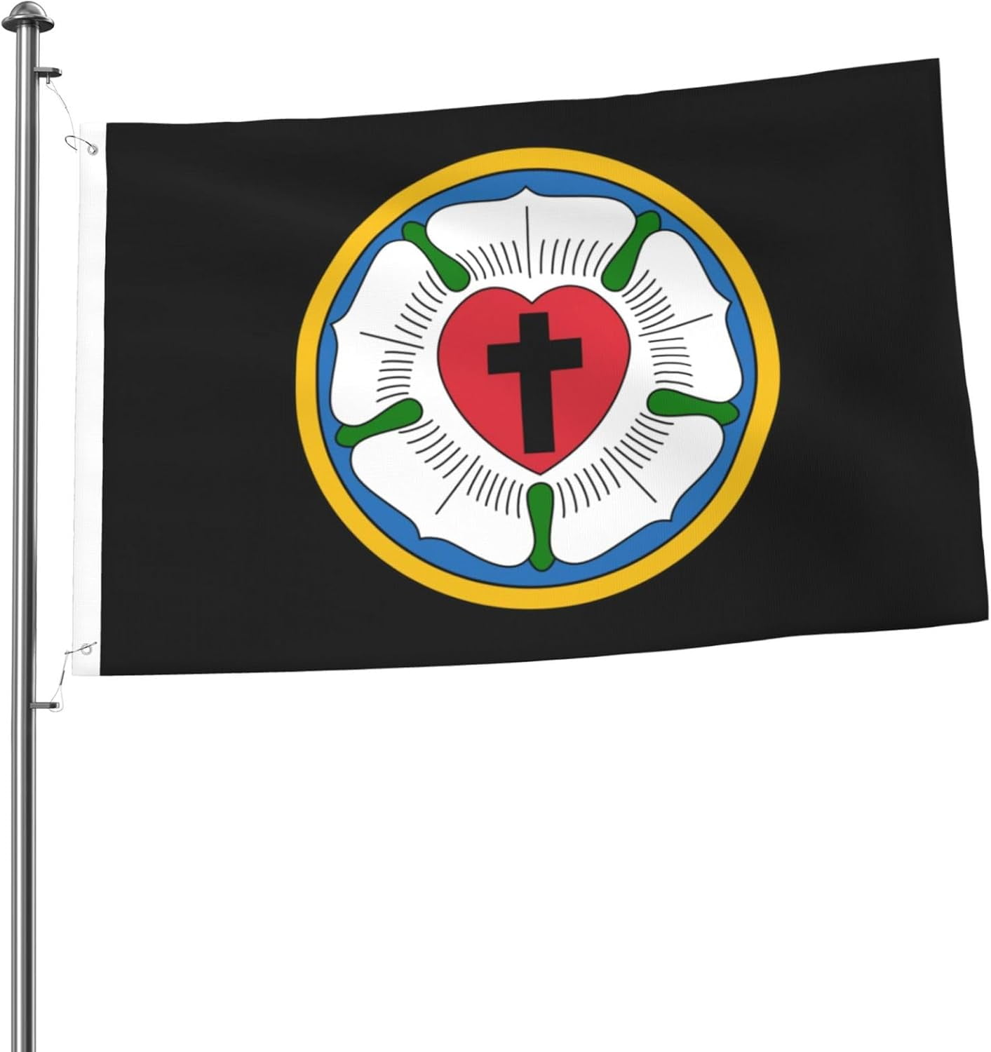 Heart Lutheran Rose Flag 2x3 Ft Outdoor Decoration Banner Yard Flag ...